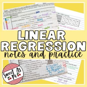 Linear Regression And Correlation Coefficient Guided Notes And Practice