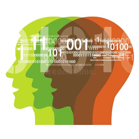 Artificial Intelligence Binary Head Square Stock Illustration