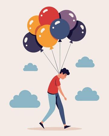 A Person Carrying A Bunch Of Stress Balloons Labeled With Negative