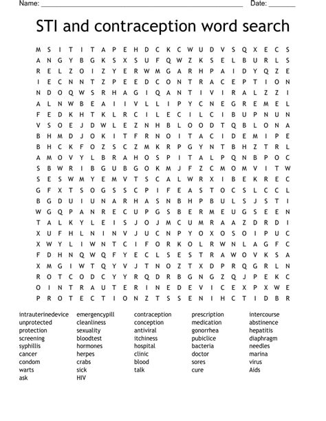 Sti And Contraception Word Search Wordmint