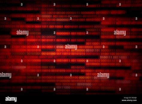 corrupted data red binary code with missing pieces computer