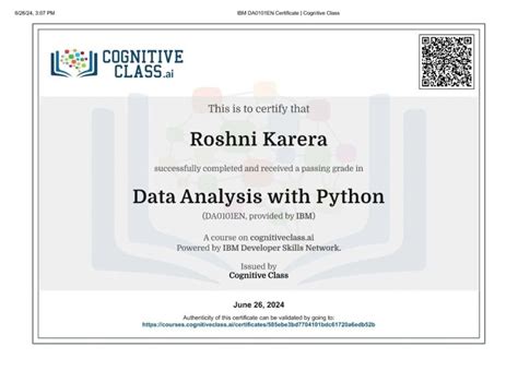 Roshni Karera On Linkedin Dataanalysis Python Ibm Cognitiveclass
