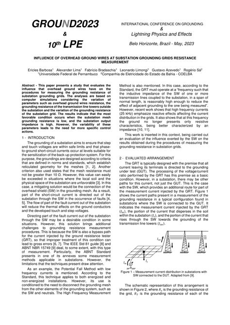 Pdf Influence Of Overhead Ground Wires At Substation Grounding Grids Resistance Measurement