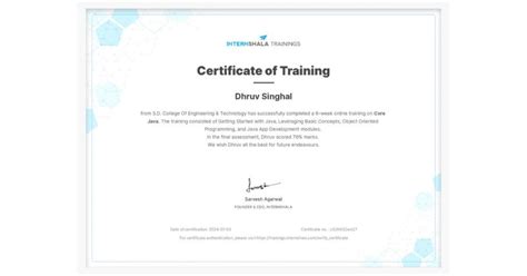 Dhruv Singhal On Linkedin Successfully Completed The Core Java Training From Internshala Trainings