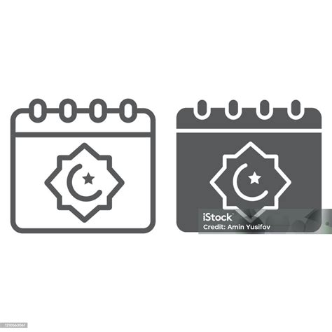 라마단 달력 라인과 문양 아이콘 라마단과 이슬람 무슬림 의 날 기호 벡터 그래픽 흰색 배경에 선형 패턴 Eps 10 0명에 대한