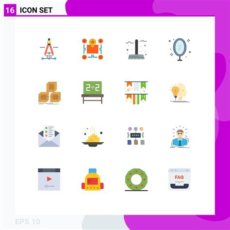 Mobile Interface Flat Color Set Of 16 Pictograms Of Office Image Pointer Furniture Garden