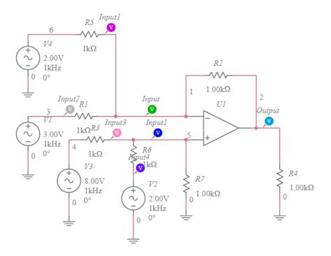 Opamp As A Subractor Adder Multisim Live