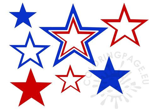 July 4th Stars Clip Art Set Coloring Page