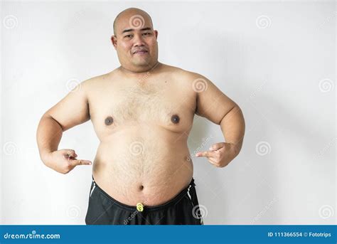 Gros Homme Homme De Poids Excessif Avec Le Grand Ventre Sur Le Fond