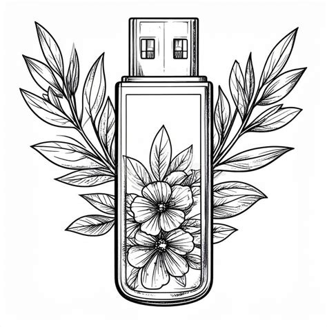 Floral Usb Flash Drive Illustration Stock Illustration Illustration