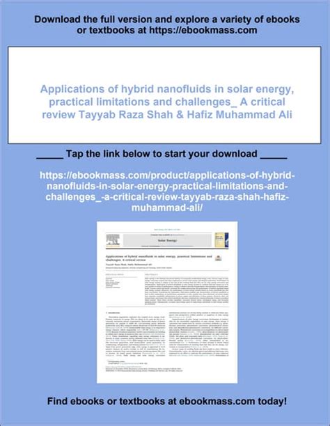 Applications Of Hybrid Nanofluids In Solar Energy Practical