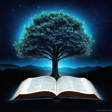 An Open Book With Tree Growing Out Of Stock Illustration Illustration Of Tree Religion