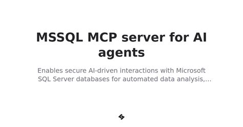 Mssql Mcp Server For Ai Agents