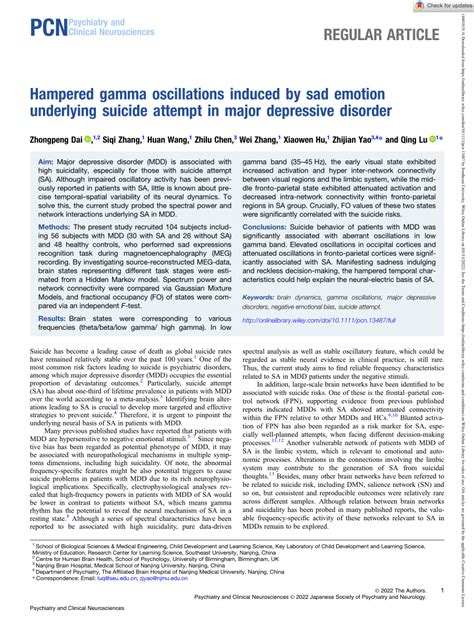Pdf Hampered Gamma Oscillations Induced By Sad Emotion Underlying