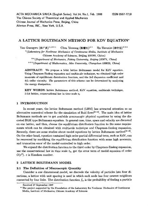 Pdf A Lattice Boltzmann Method For Kdv Equation Dokumentips