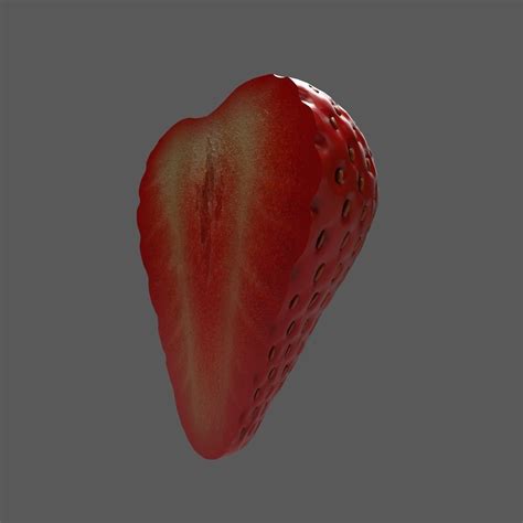 3d Model Strawberry Slice Vr Ar Low Poly Gltf Usdz