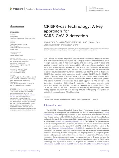 Tecnología Crispr Cas Un Enfoque Clave Para La Detección De Sars Cov 2 Pdf Crispr Dna