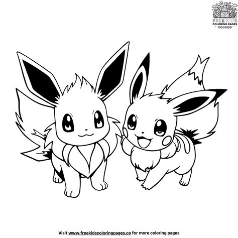 Pikachu And Eevee Coloring Page
