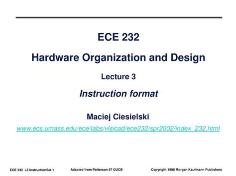 PPT ECE 232 Hardware Organization And Design Lecture 3 Instruction Format PowerPoint