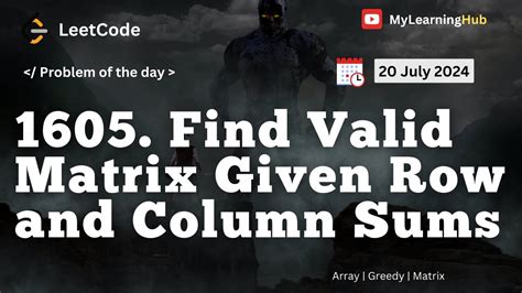 1605 Find Valid Matrix Given Row And Column Sums Using Java Array