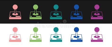 Set Joystick For Arcade Machine Game Controller Joystick And Medal Icon Vector Stock Vector