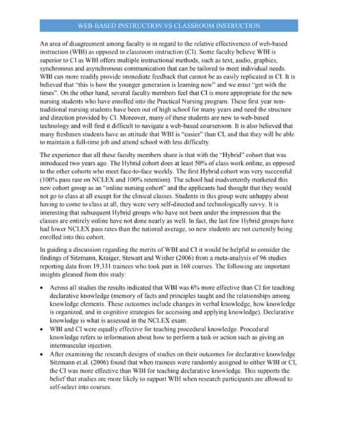 web based instruction vs classroom based instruction pdf