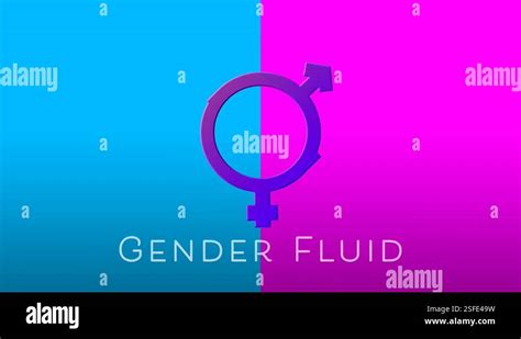 Animation Of Gender Fluid Text And Symbol On Red And Blue Background