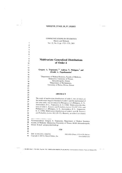 Pdf Multivariate Generalized Distributions Of Order K