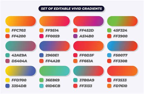 Vivid And Vibrant Gradient Backgrounds With Hex Codes 15806587 Vector Art At Vecteezy