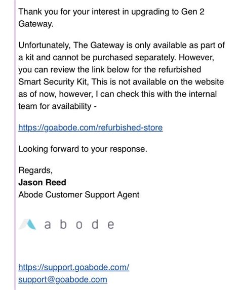 Abode Gateway Upgrade Refused Rabode