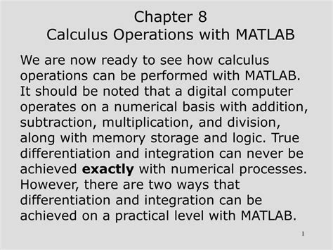 Ppt Chapter 8 Calculus Operations With Matlab Powerpoint Presentation Id 1191980