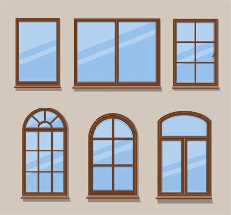 Different Types House Windows Elements Isolated Vector Image