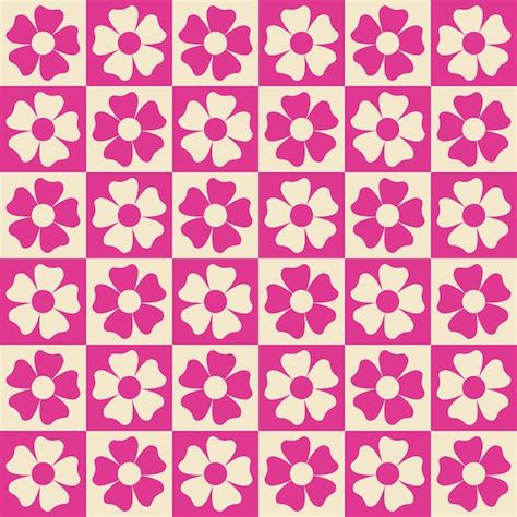 Premium Vector Flowers Grid Seamless Pattern Design Pink