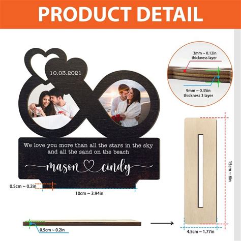 Infinity Love Custom Photo Customizable Name Wooden Plaque 3 Layers