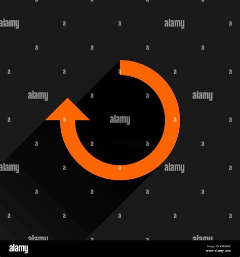 Orange Arrow Icon Reload Refresh Rotation Reset Repeat Sign Web Pictogram With Long Shadow