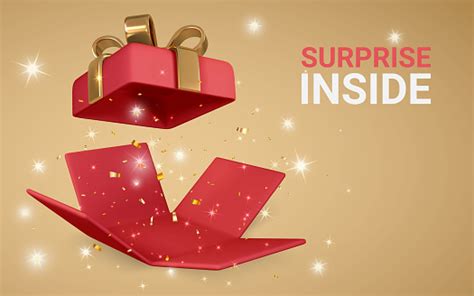 3d 렌더링 및 밝은 노란색 배경에 메쉬 사실적 빨간색 선물 상자에 의해 그립니다 내부 의 깜짝 벡터 일러스트레이션 3차원 형태에 대한 스톡 벡터 아트 및 기타 이미지