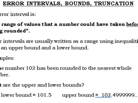 Error Intervals Bounds And Truncation Gcse 9 1 Teaching Resources