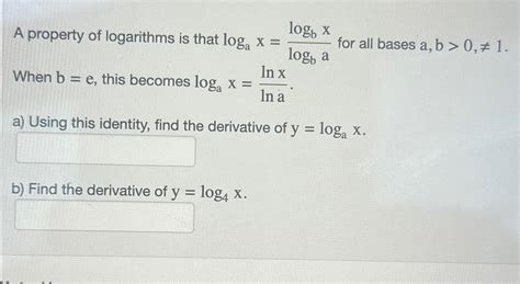 solved a property of logarithms is that logax logbxlogba