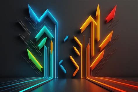 Premium Ai Image Abstract Colorful Neon Arrows Background Illuminated With Glowing Colored