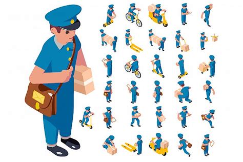 Postman Icons Set Isometric Style 1357470