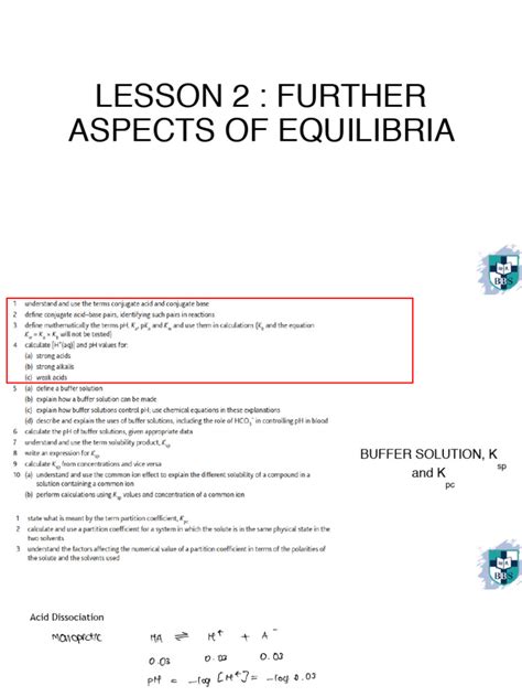 Chem Jc2 Further Aspects Of Equilibrium Buffer Solution Notes Pdf