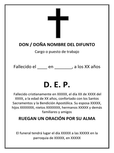 Plantillas Esquelas Para Rellenar E Imprimir Pdf