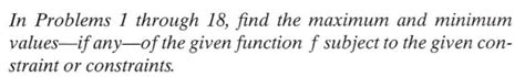 solved in problems 1 through 18 find the maximum and