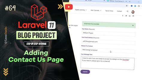 64 Adding Contact Us Page How To Send Emails Via Contact Form Laravel 11 Blog Project