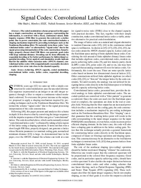 Pdf Signal Codes Convolutional Lattice Codes