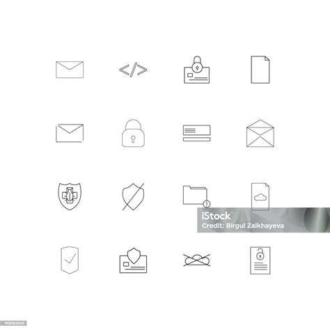 Cyber Security Linear Thin Icons Set Outlined Simple Vector Icons Stock Illustration Download