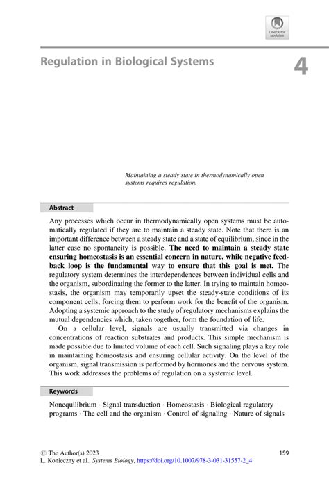 Pdf Regulation In Biological Systems