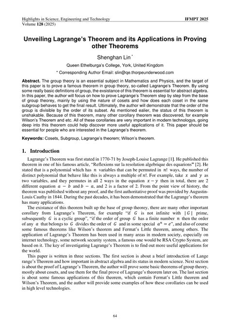 Pdf Unveiling Lagranges Theorem And Its Applications In Proving