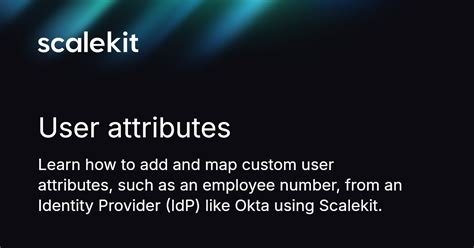 User Attributes Scalekit Docs