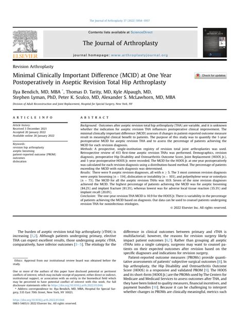 Minimal Clinically Important Difference Mcid At Pdf Clinical Medicine Medicine